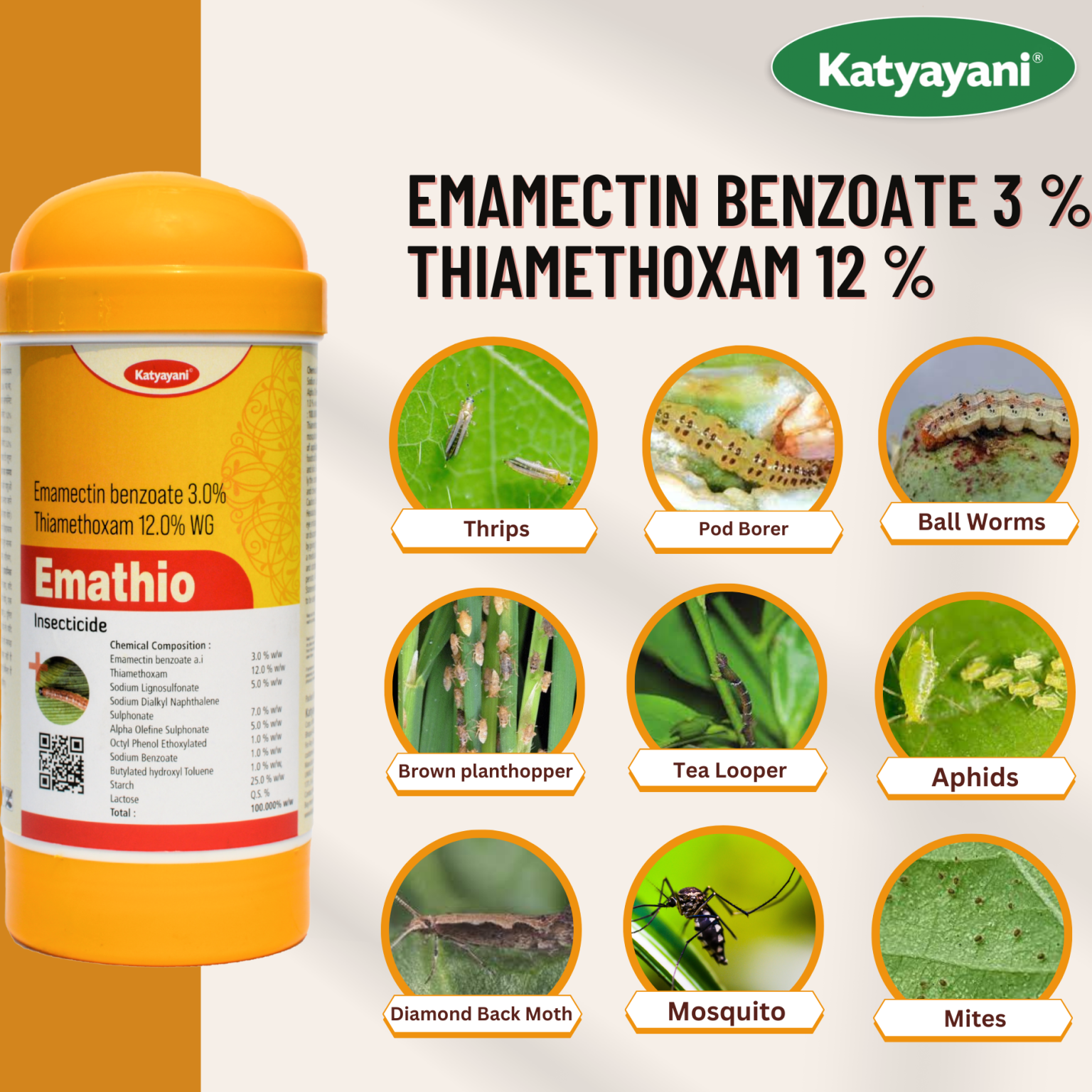 Emamectin benzoate 3 % thiamethoxam 12 % wg - Emathio - Katyayani Organics
